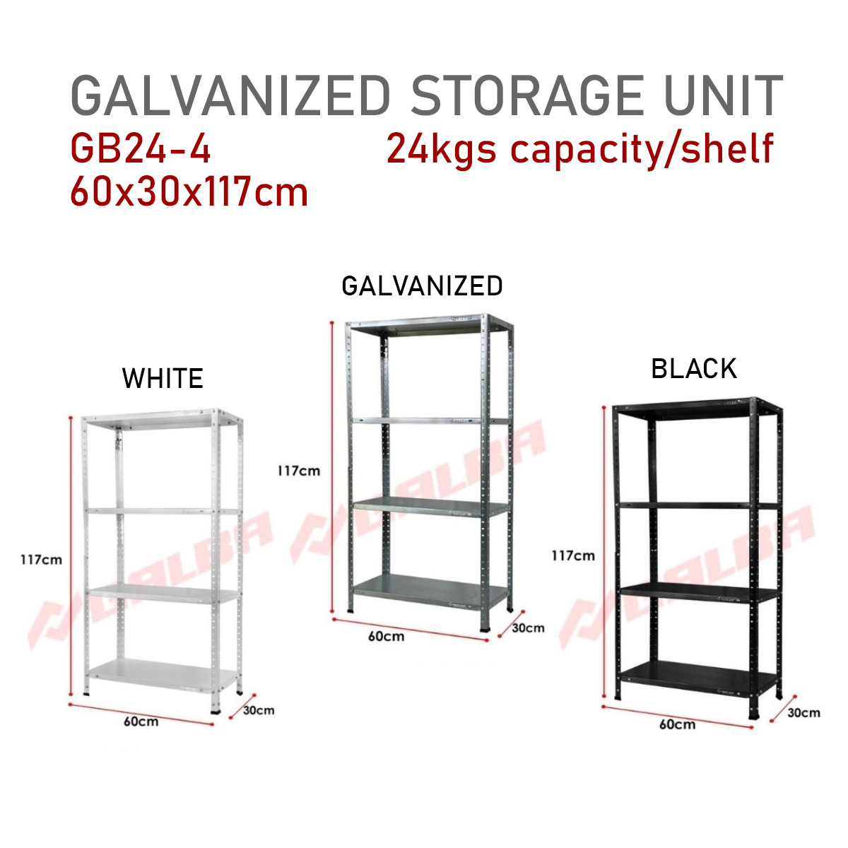Multifunction All Metal Storage Rack 4 Layers 60x30x120CM Galvanized ...