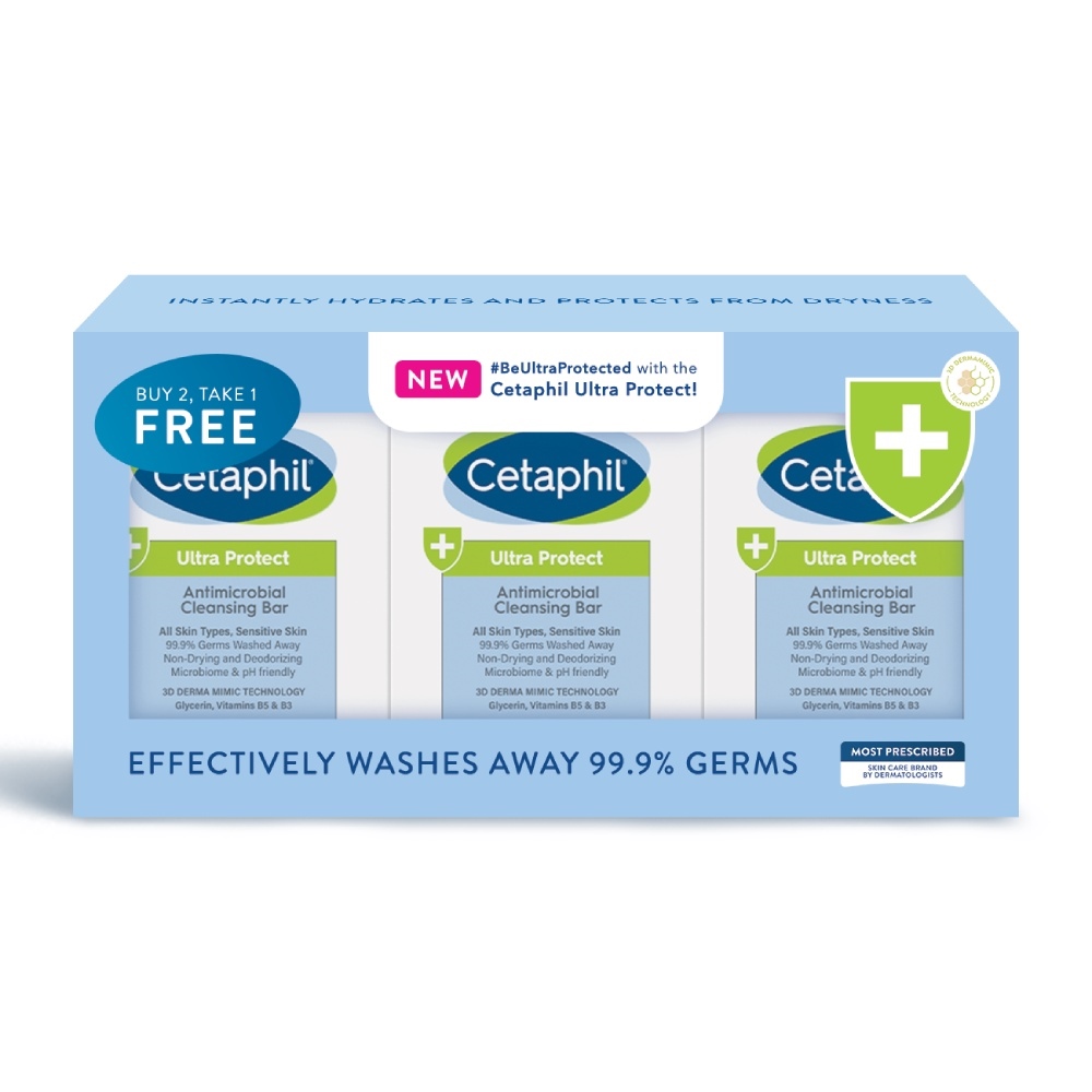 NEW! Cetaphil Ultra Protect Antimicrobial Bar 127gm - Bundle of 3 ...