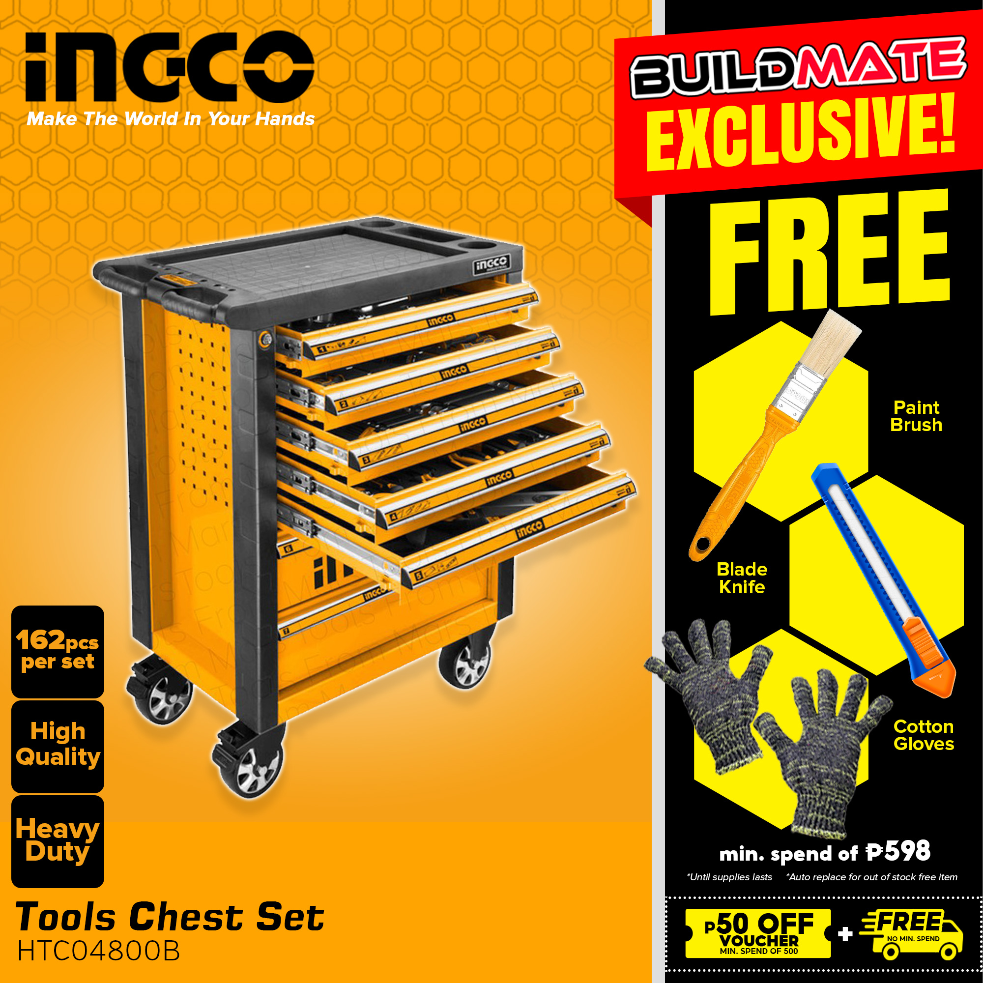 INGCO Tool Chest Set 162PCS SET HTCS271621 BUILDMATE IHT Lazada PH