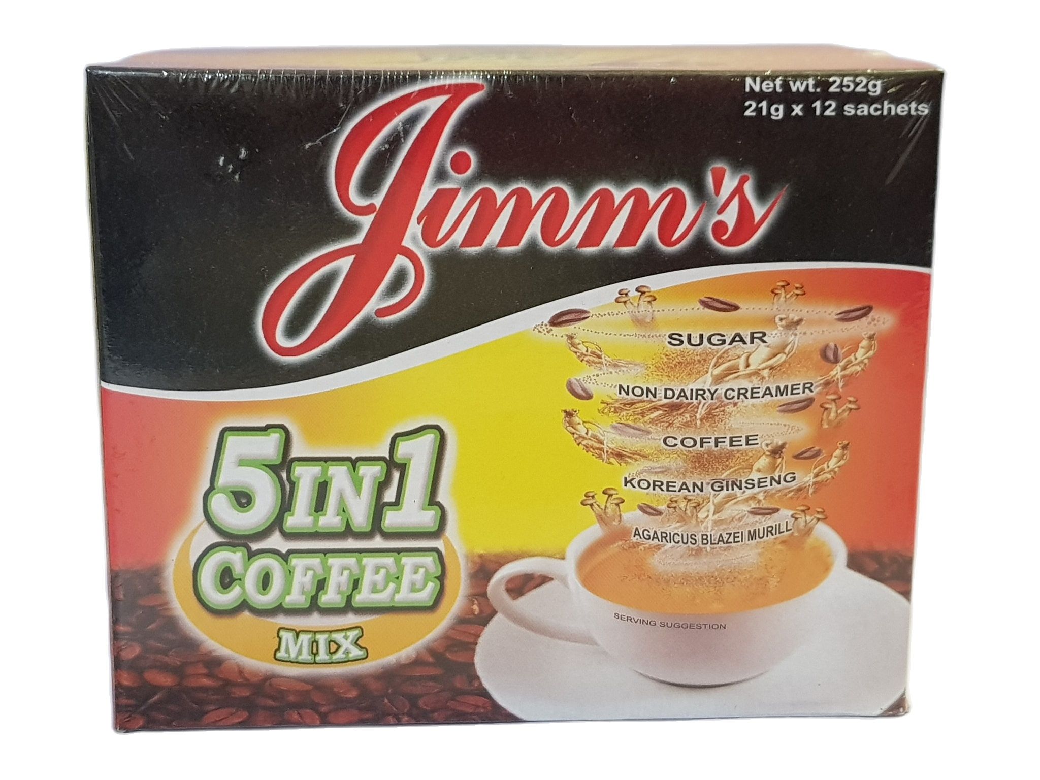 Jimms 5 in 1 Coffee Mix - (pack of 1 box x 252 grams) - 12 sachets x 21 ...