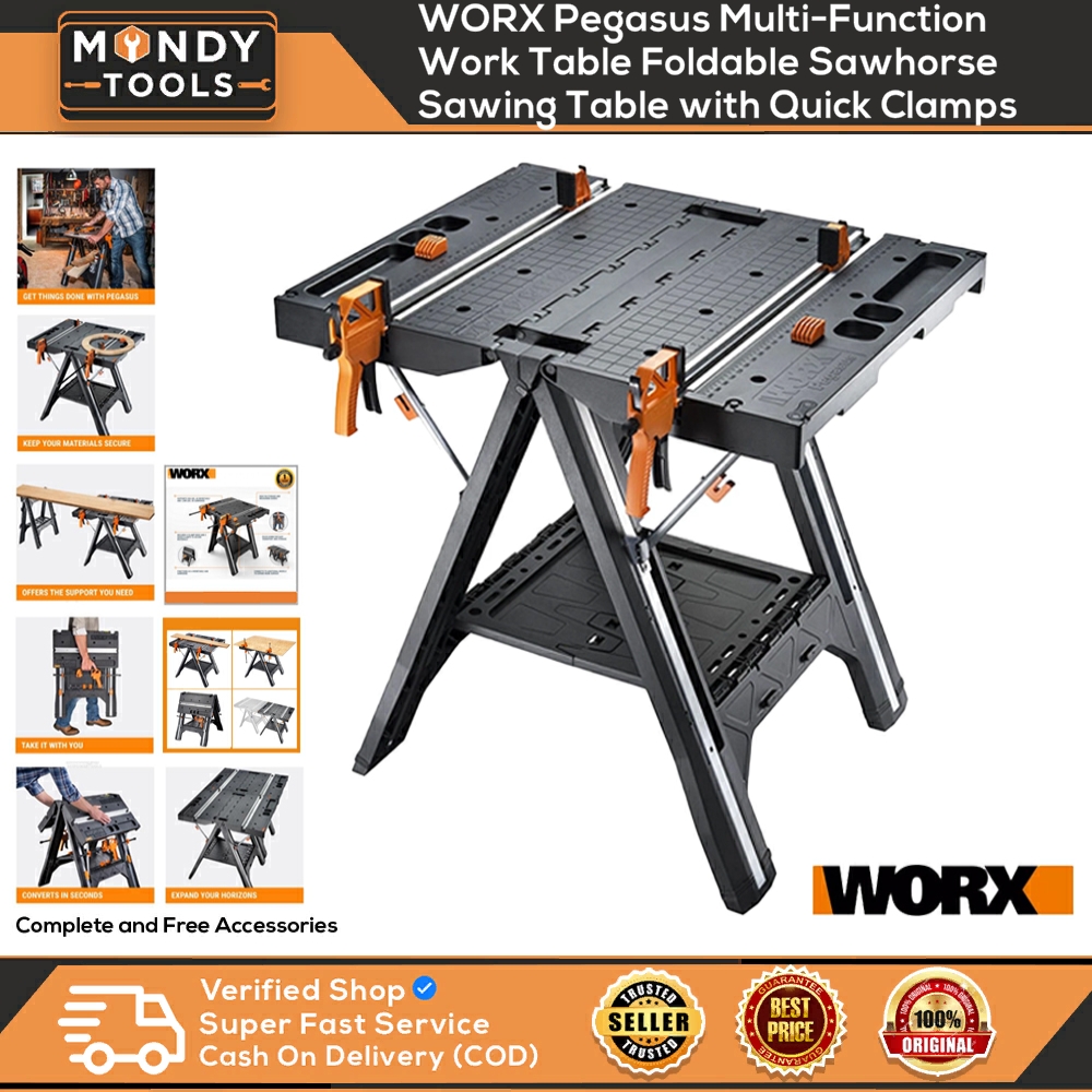 Worx Pegasus Multi-Function Work Table Foldable Sawhorse Sawing Table ...