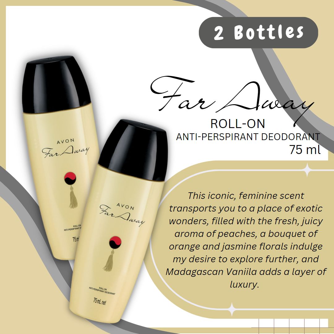 AVON original Far Away Roll On Anti Perspirant Deodorant for HER 75ml 2 ...