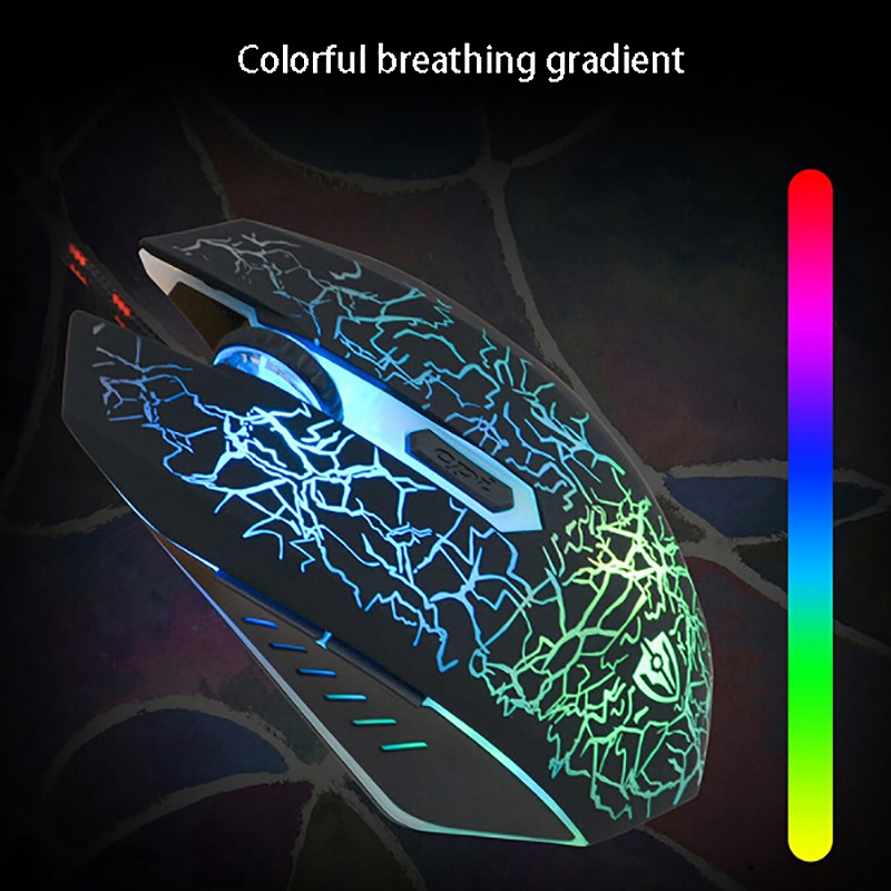 Shipadoo X2 Wired Mouse, Aggravated Steel Plate Cracks, Colorful LED ...