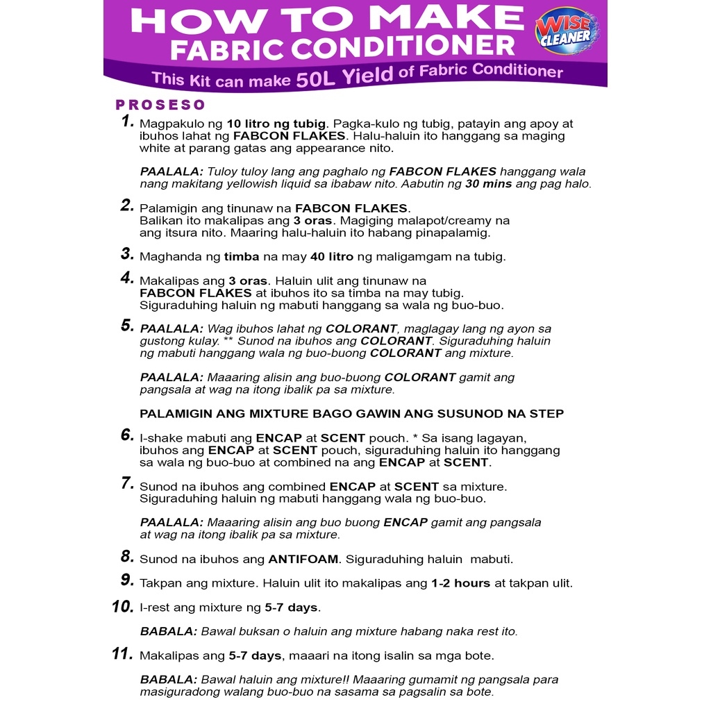 WISE CLEANER DIY FABCON KIT [P10] | Lazada PH