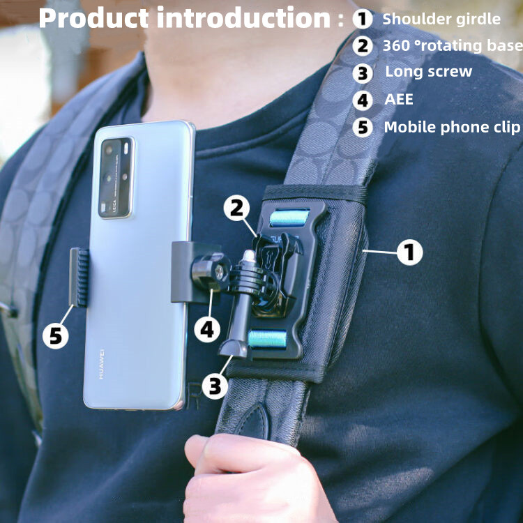 GoPro sports camera 360 degree swivel shoulder strap backpack clip ...