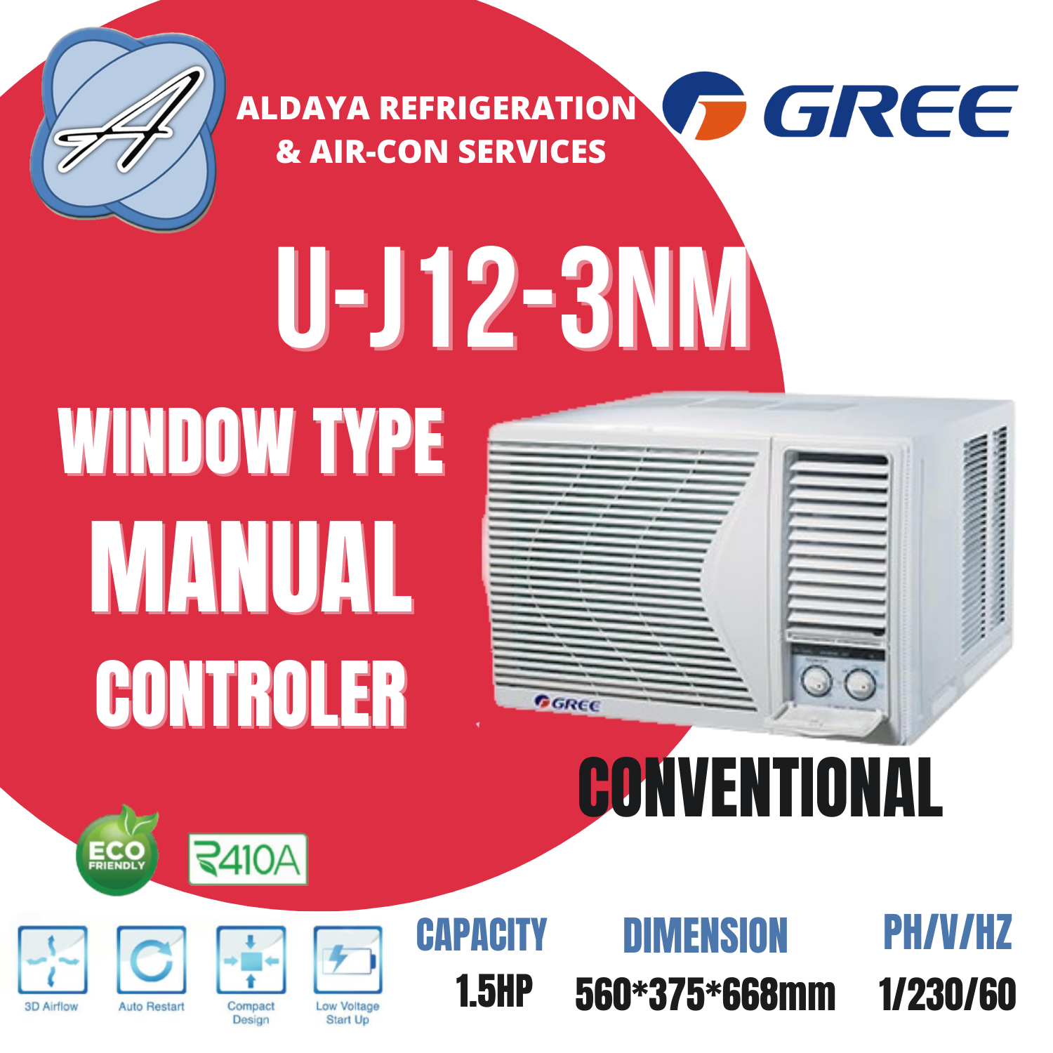 GREE WINDOW TYPE CONVENTIONAL 1 5HP MANUAL CONTROLLED Lazada gree-window-type-conventional-1-5hp-manual-controlled-lazada