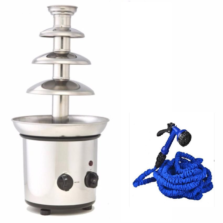 4-Layer Chocolate Fountain Chocolate Fondue Machine Silver with Free ...