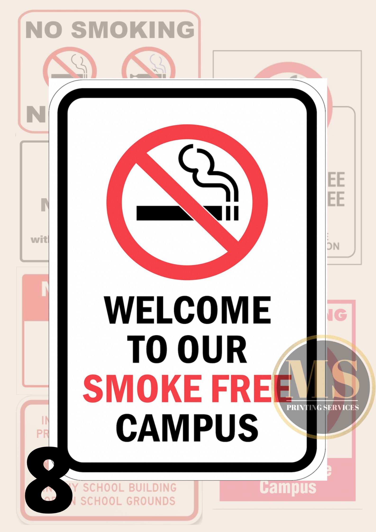 No Smoking School Signages (Laminated Signage and Waterproof Vinyl ...