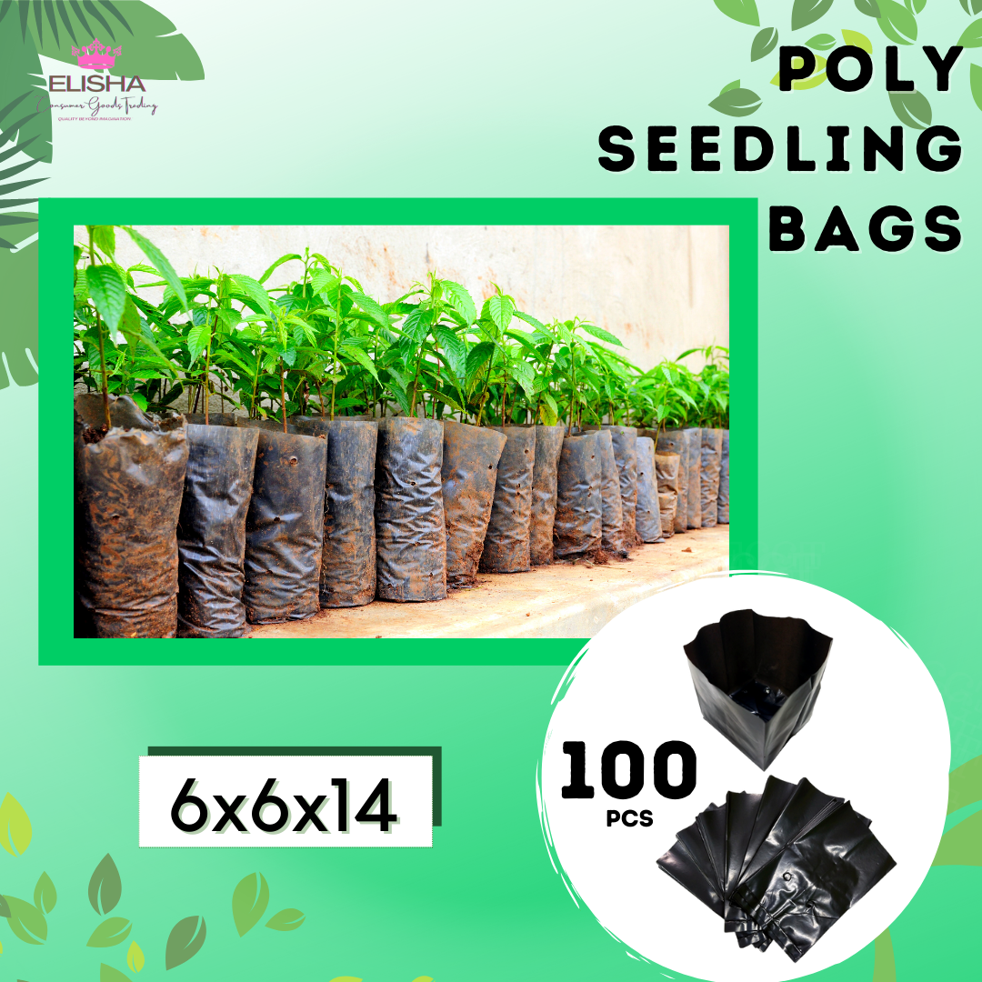 100PCS PER PACK BLACK PLASTIC SEEDLING BAG 6x6x10, 6x6x11, 6x6x12, and ...