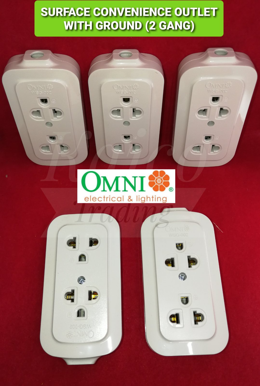 OMNI Surface Convenience Outlet with Ground 2 Gang 10A 250V~ (WSG-002 ...