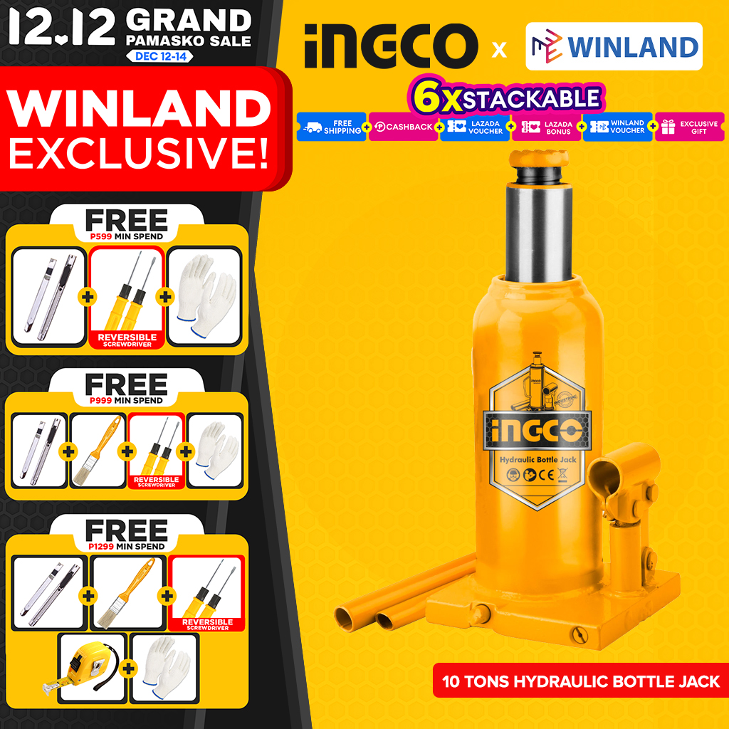 INGCO by Winland Hydraulic Bottle Jack 10 Tons HBJ1002 | Lazada PH