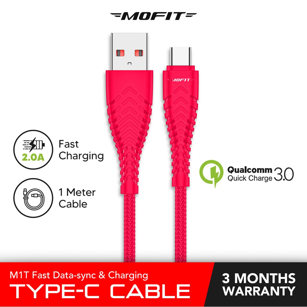 Mofit Type-C USB Cable 100cm PVC Braided Design Fast Data-Sync Charging ...
