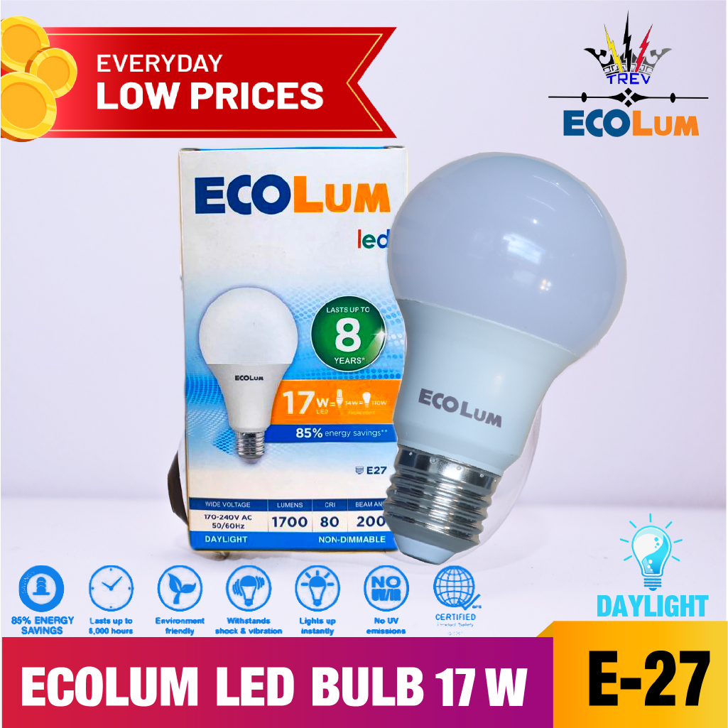 TREV Ecolum LED Bulb Daylight 3W, 5W, 7W, 9W, 11W, 13W, 15W, 17W, 19W ...
