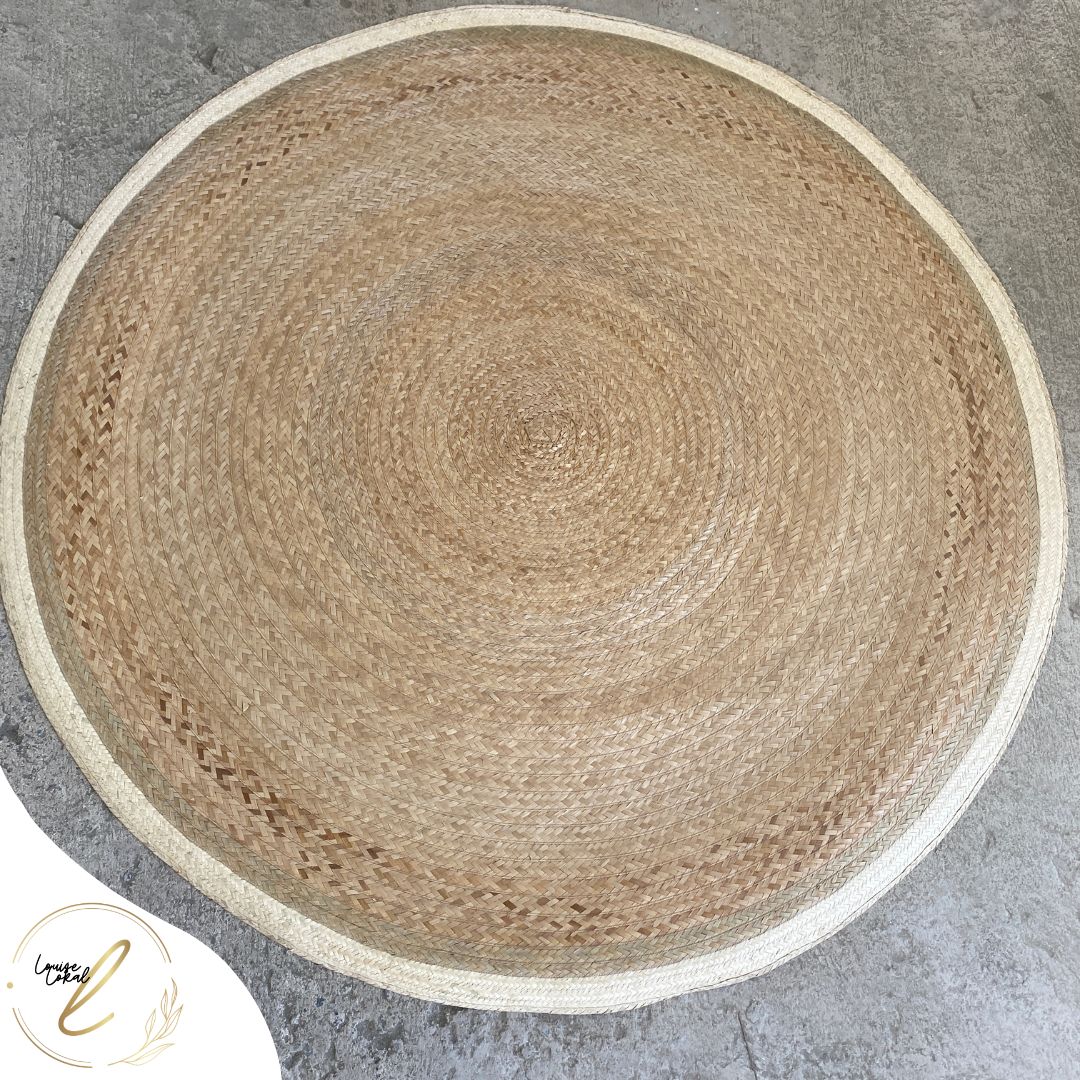 60" or 5 feet BURI W/ WHITE Round buri carpet/ Round carpet/ Buri mat ...