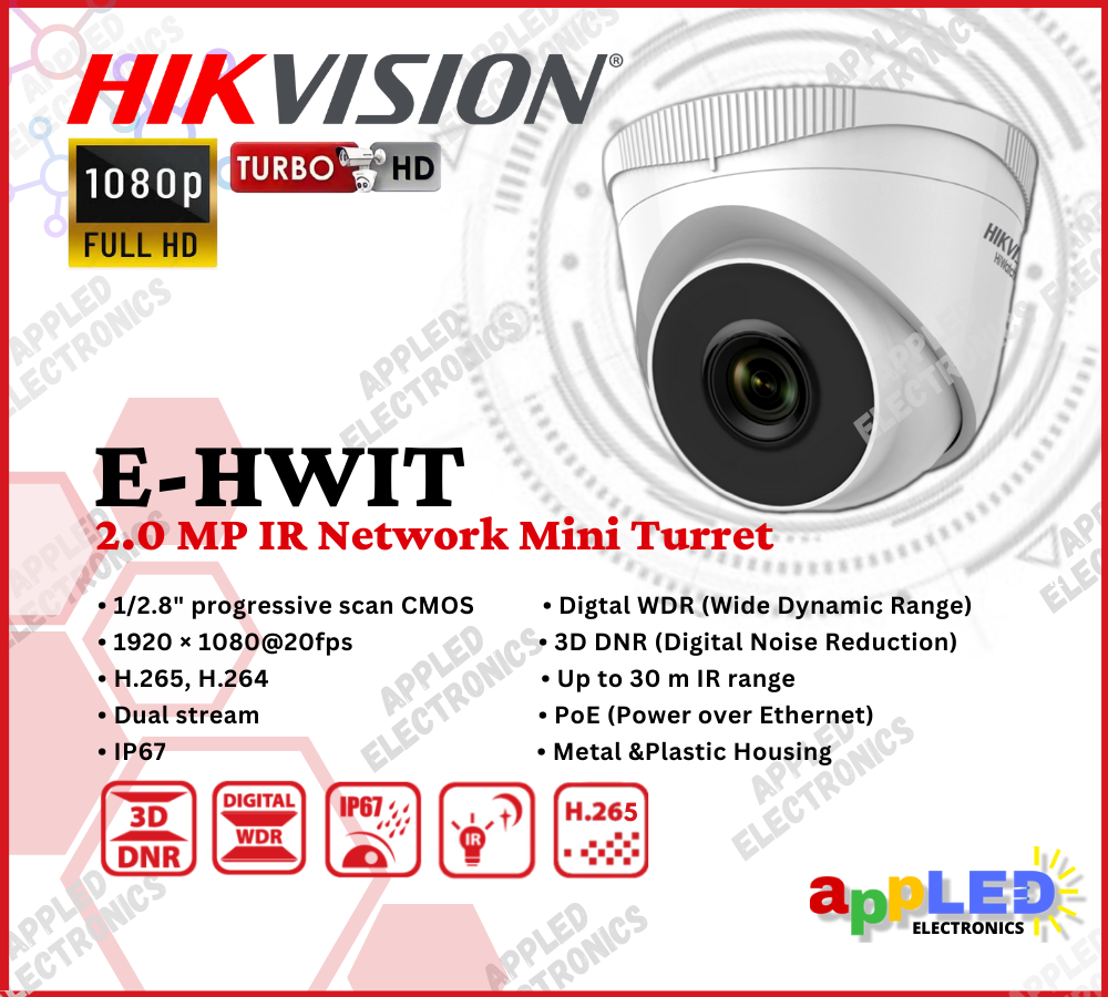 Hikvision E-HWIT 2MP 1080P Hiwatch Series Turret IP PoE Network ...