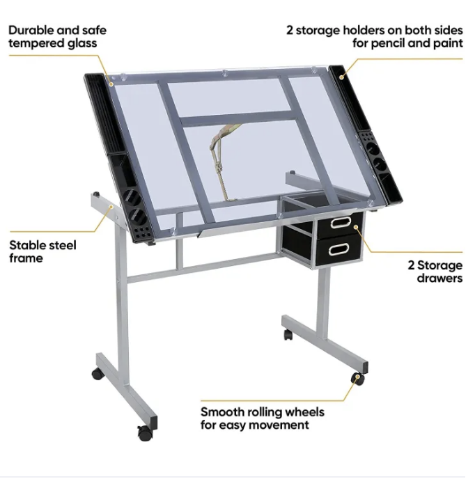 Boxing Vm Drafting Table with Stool Drawers and Side Table By Artist ...