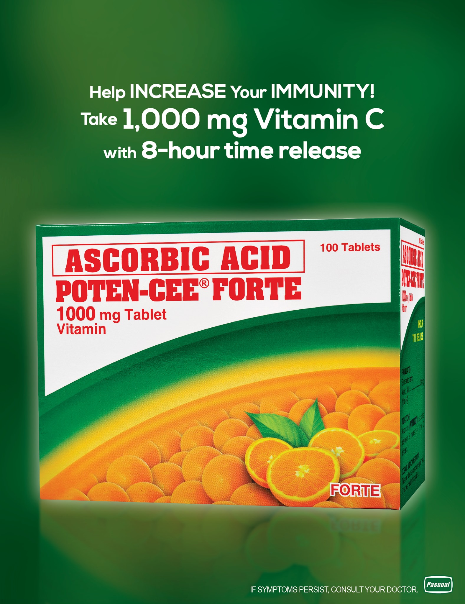 Poten Cee Forte Ascorbic acid 1000 mg 100 Tablets | Lazada PH