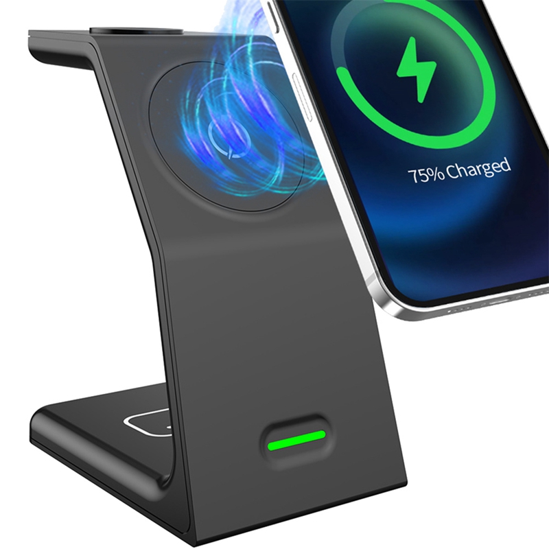 15W Magnetic Wireless Charger Stand 3 in 1 for IPhone 12 Pro Max Qi ...