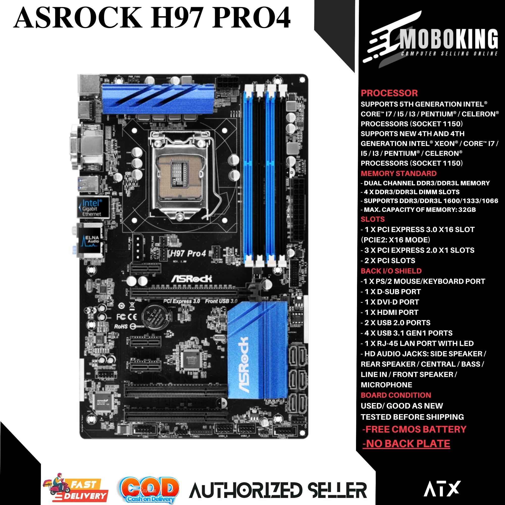 ASROCK H97 PRO4 5th 4th Desktop Motherboard H97 Socket LGA 1150 i3 i5 ...