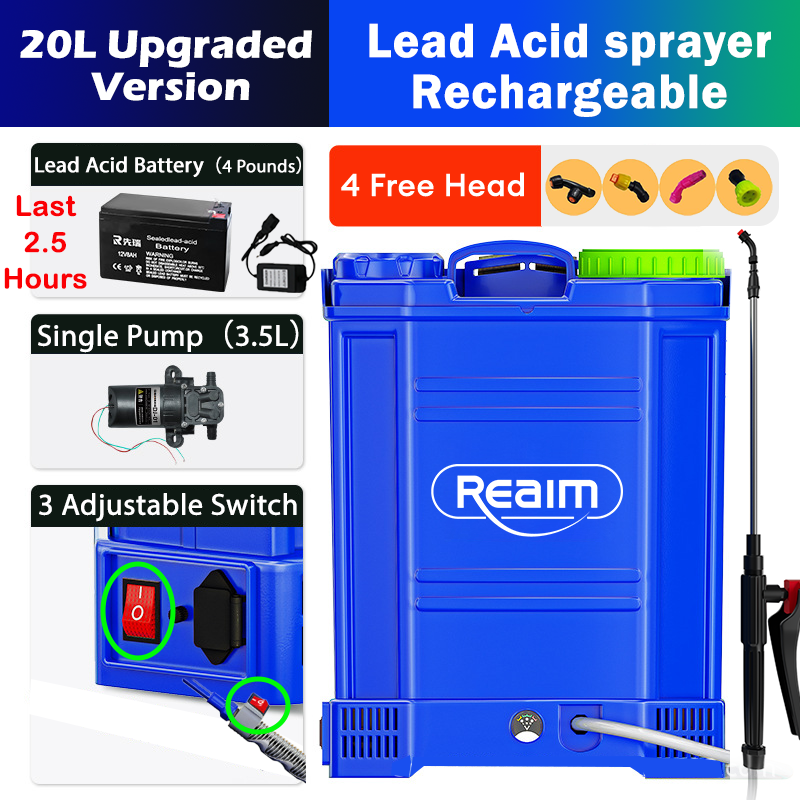REAIM Agricultural Electric Sprayer Rechargeable Knapsack 16L/20L 2IN1 ...