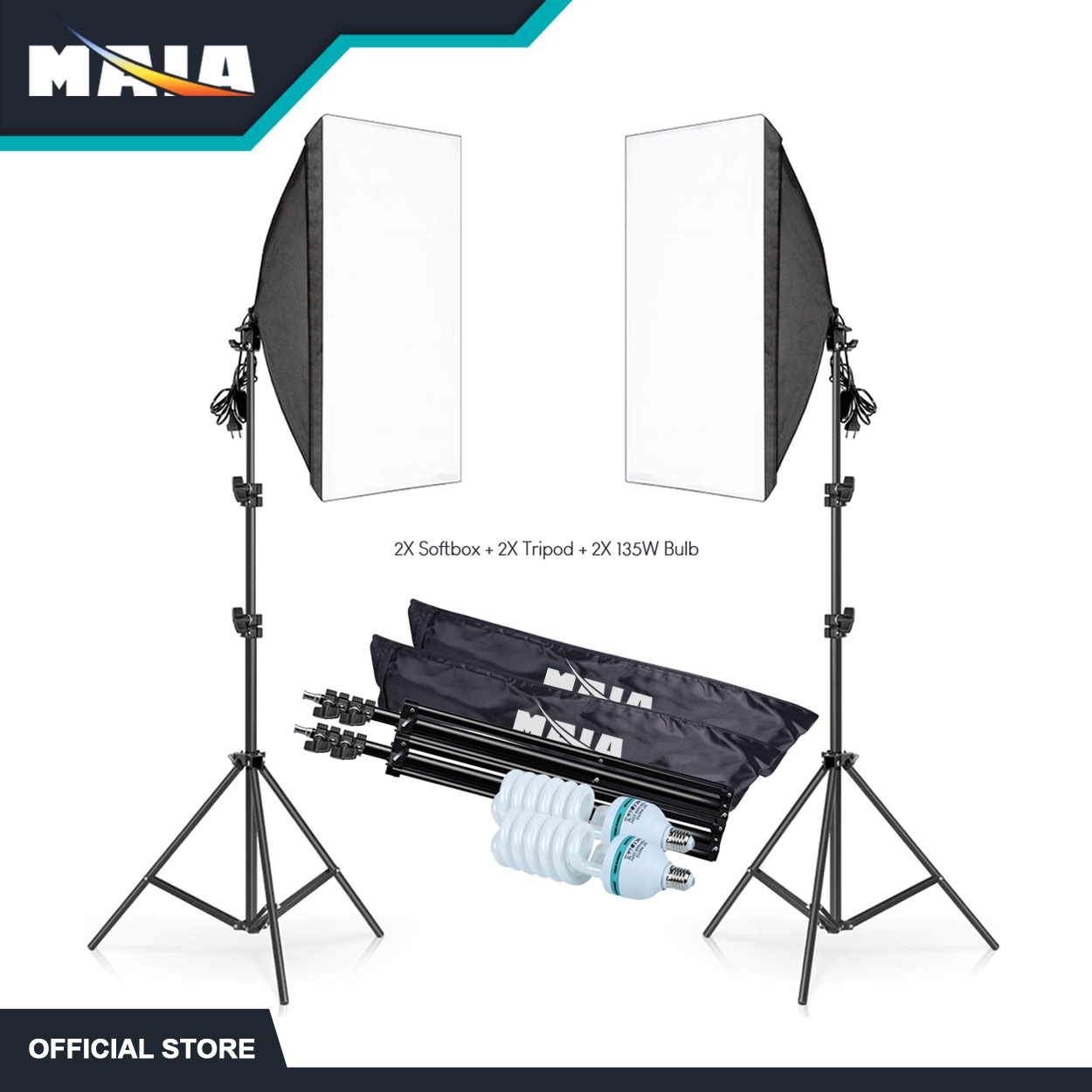 MAIA 2PCS Photography 50x70CM Lighting Softbox Kit with 2M Tripod ...