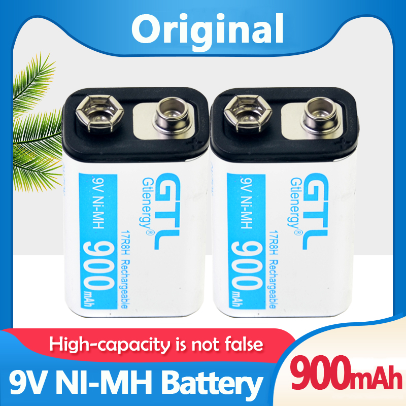 Rechargeable Battery 9V Ni-MH 900mAh High Capacity 9 Volts Original ...