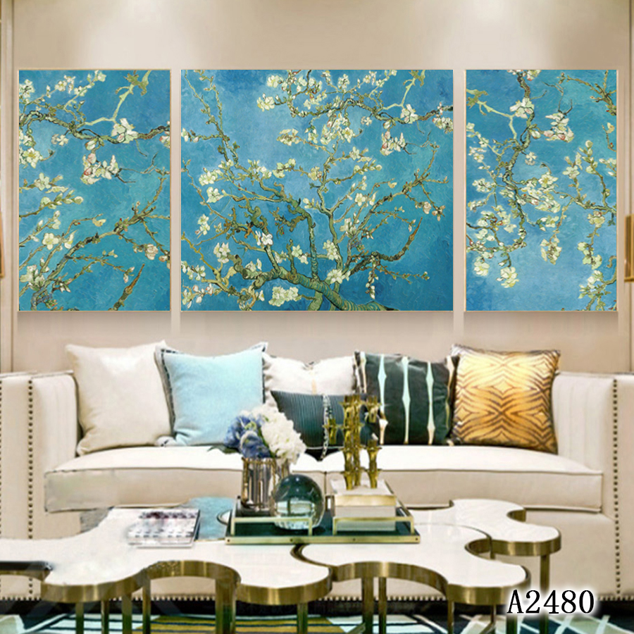 3PCS Triple mural, light luxury living room decoration painting ...