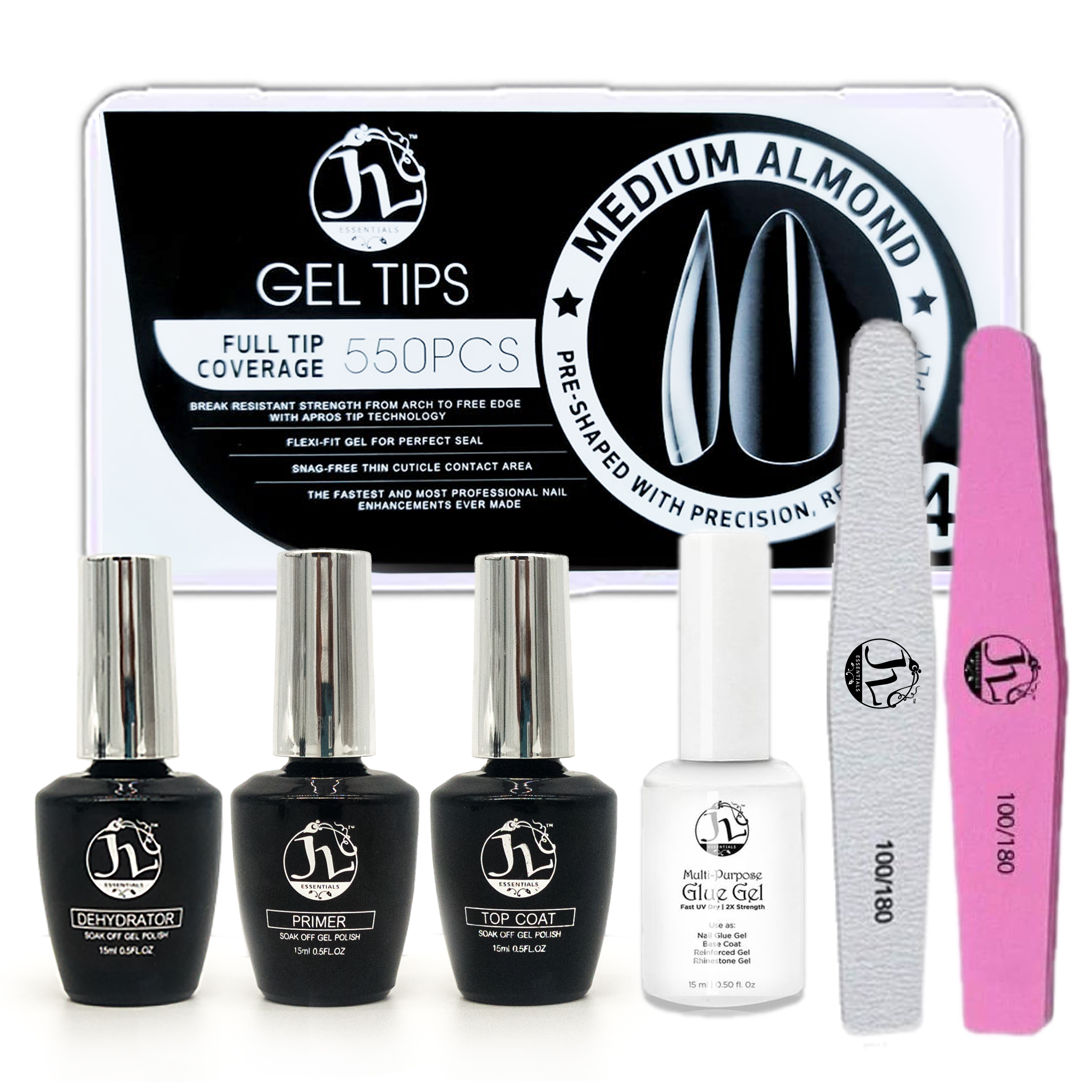 SET JL Essentials SOFT GEL NAIL TIPS Easiest Extension Break Resistant ...
