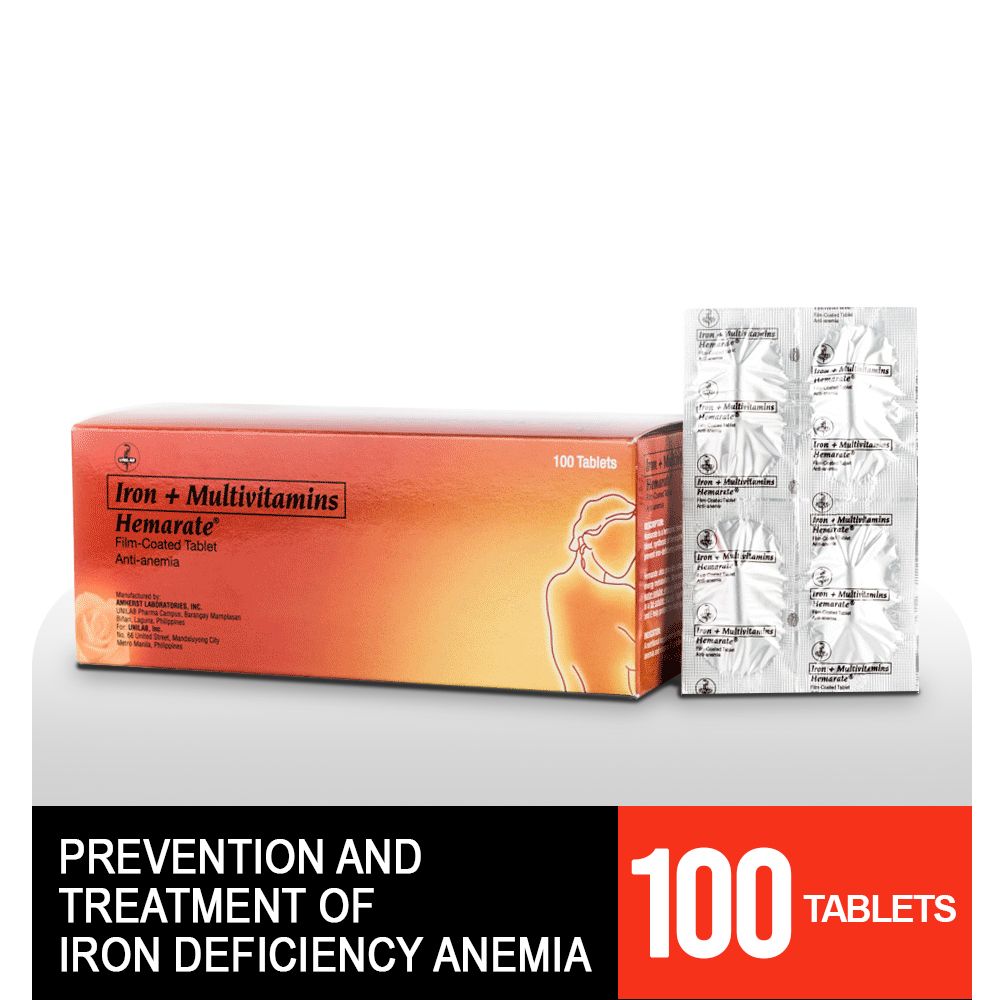 Hemarate 100 Tablets (Treatment Of Iron-Deficiency Anemia) | Lazada PH