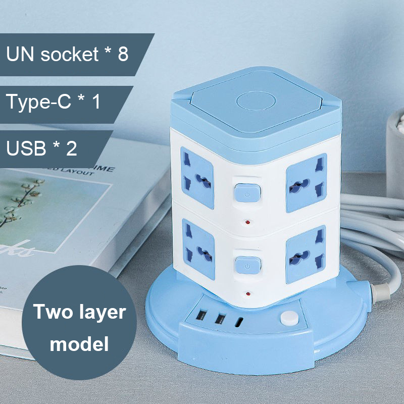 Power Strip Tower Extension 2M Wire Socket Surge Protector 2/3/4 Layer ...