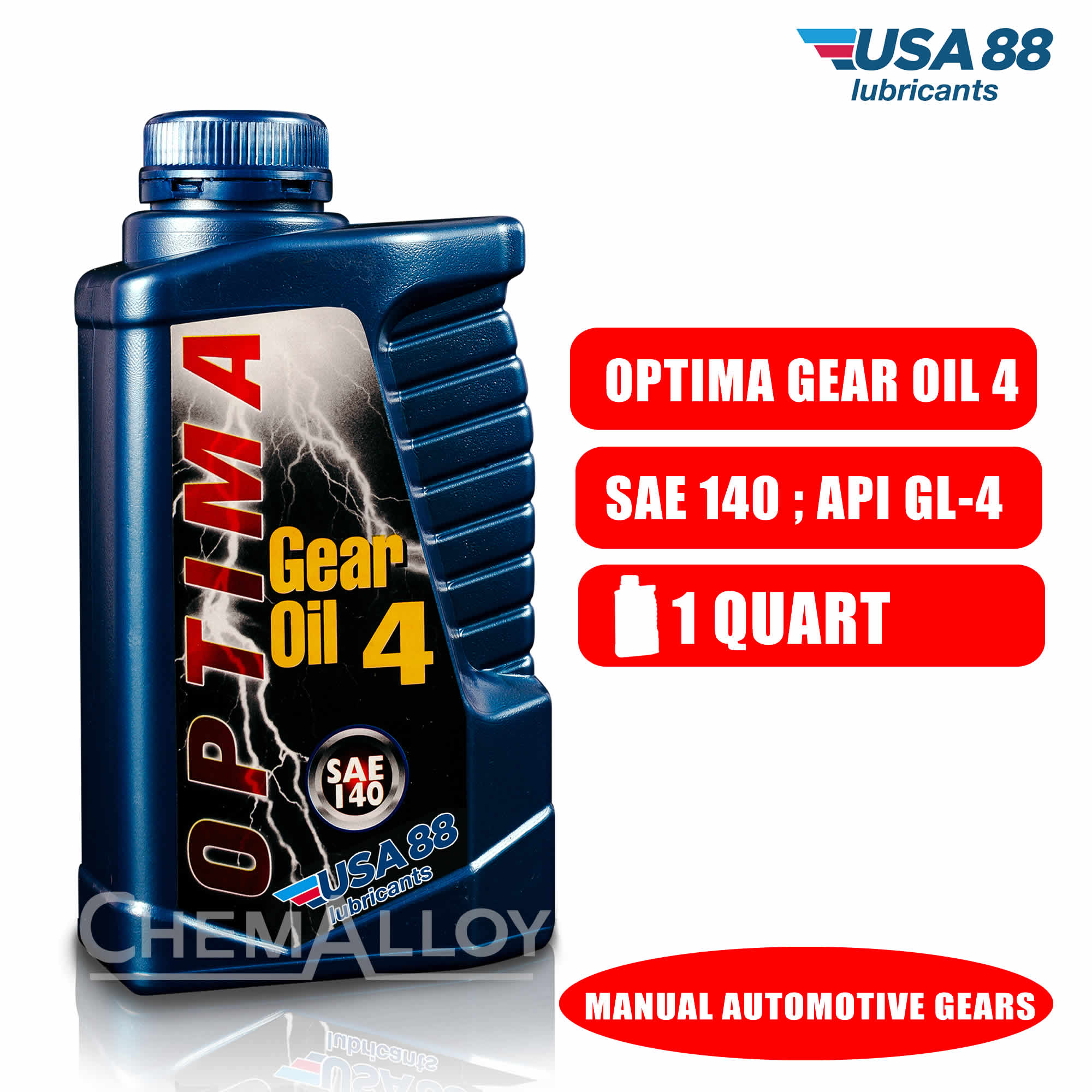 USA88 OPTIMA GEAR OIL 4 SAE 140 API GL-4 EP AUTOMOTIVE GEAR OIL (1QUART ...
