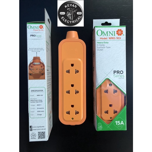 OMNI PRO SERIES HEAVY DUTY OUTLET SURFACE TYPE 15A 3750 Watts Orange ...