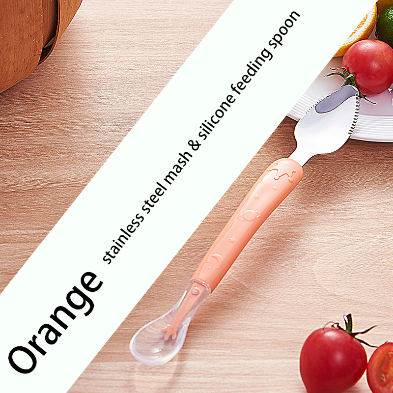 Scraping Spoon for baby, with silicone feeding spoon 2 in 1, Scraping ...