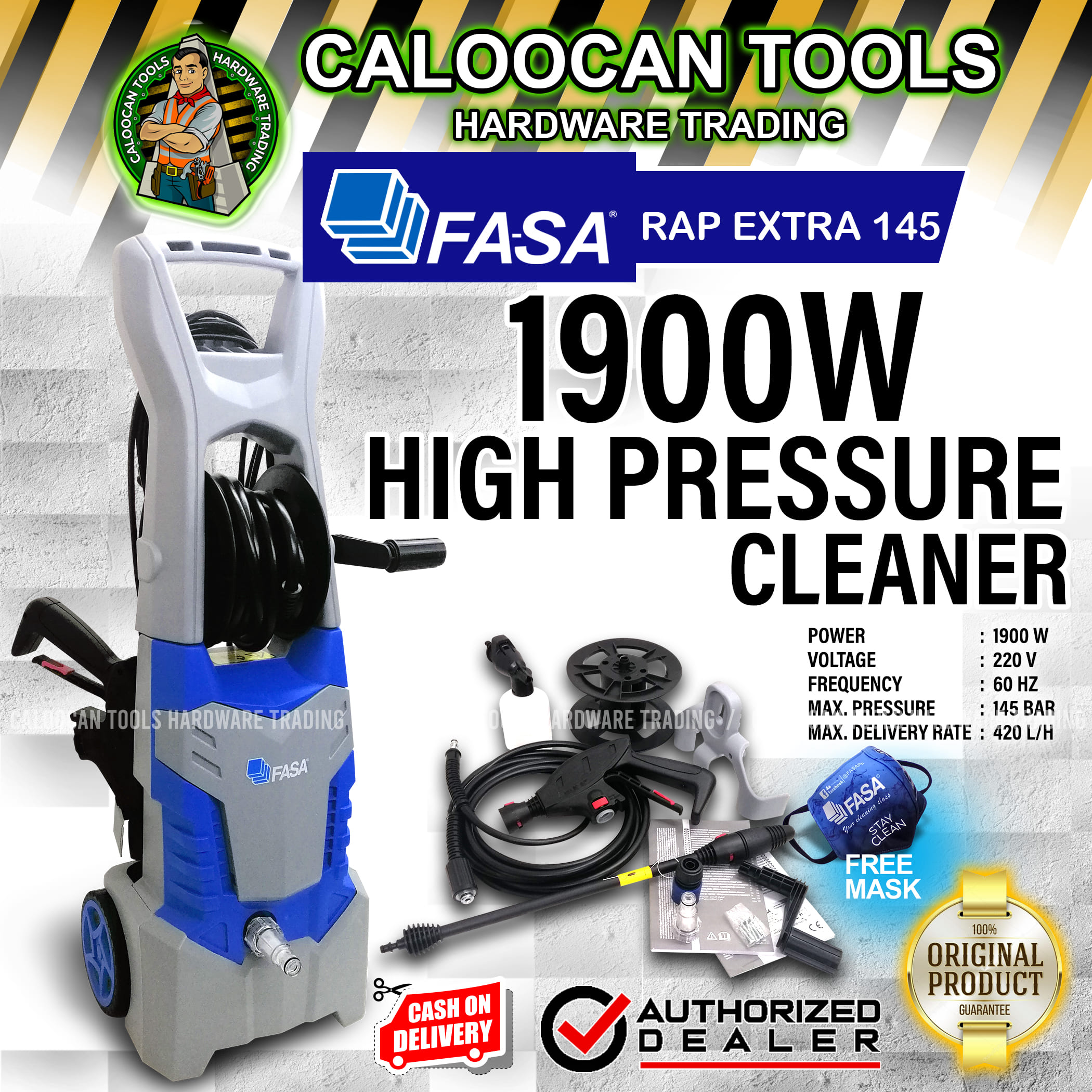 FASA Italy 1900W Portable High Pressure Washer for Home Gardening ...