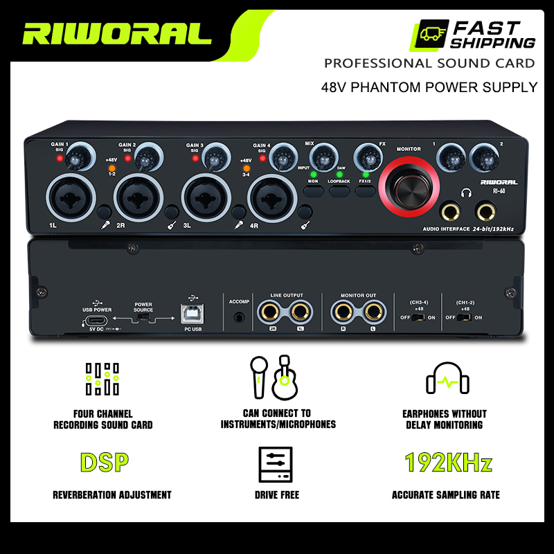 Sound Card 4 Channel Soundcard Usb Audio Interface Audio System Reverb ...