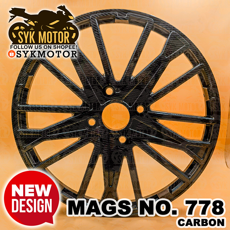 [SYK MOTOR] TRICYCLE SIDE WHEEL MAGS/RIMS 17 INCHES CARBON FINISH ...