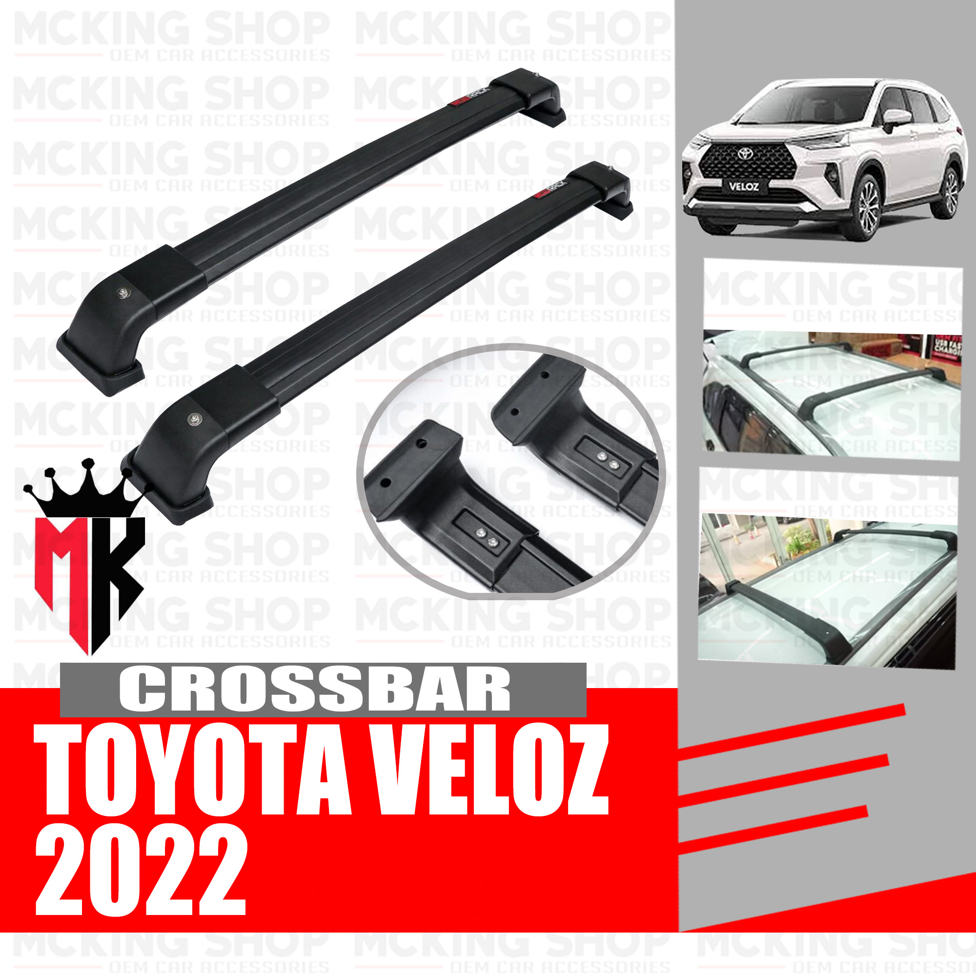 Toyota Veloz 2022 Aluminum Modrack / Mod rack Clip Type Crossbar (Black ...