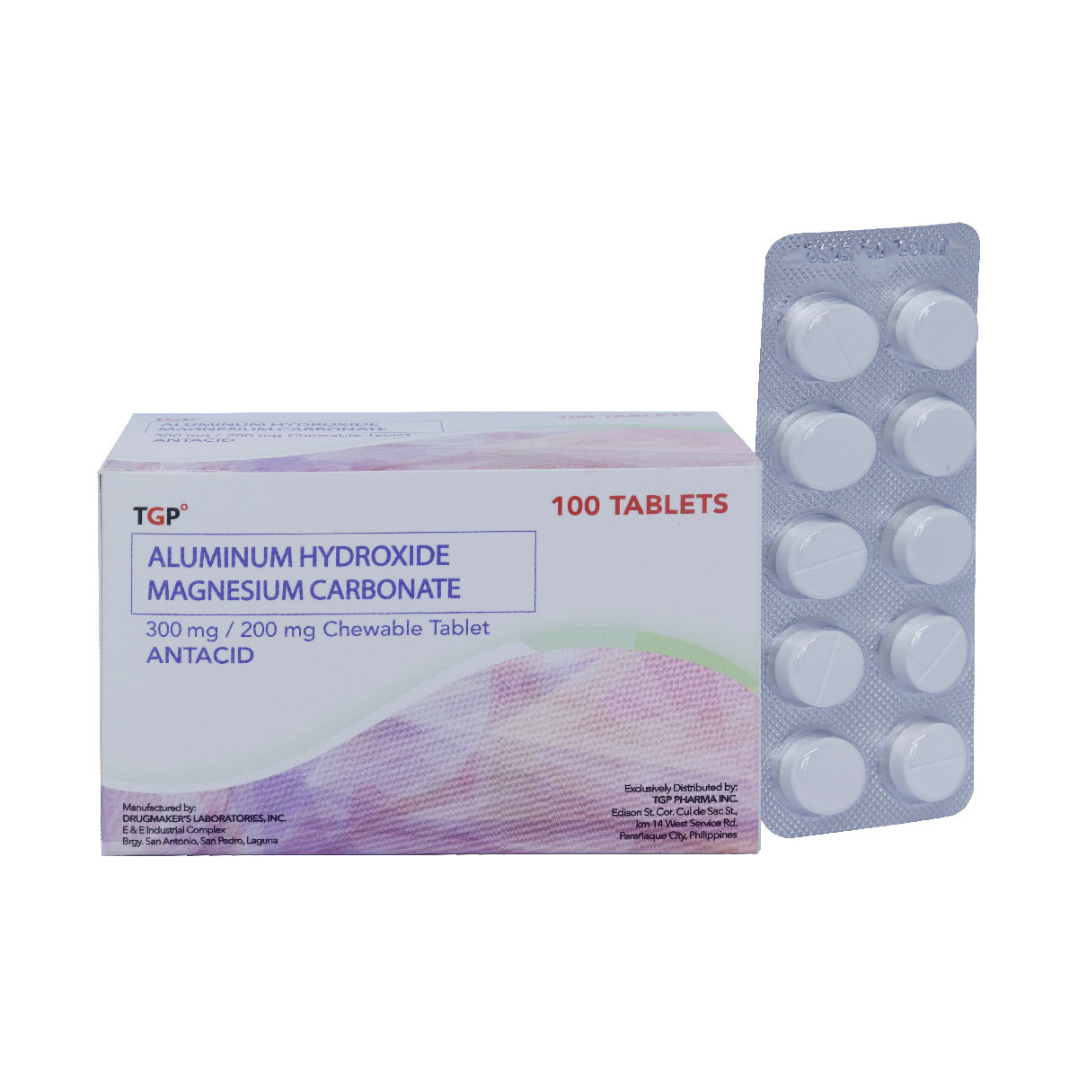 TGP Aluminum + Magnesium 300mg/200mg Chewable Tablet 10 pcs per pack ...