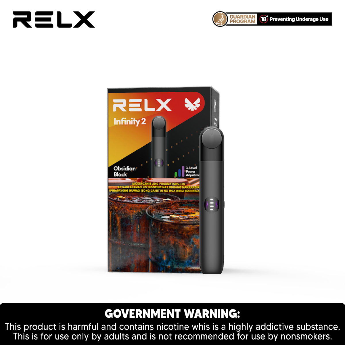 RELX Infinity 2 Single Obsidian Black Device GHW Ecig Original Smart ...