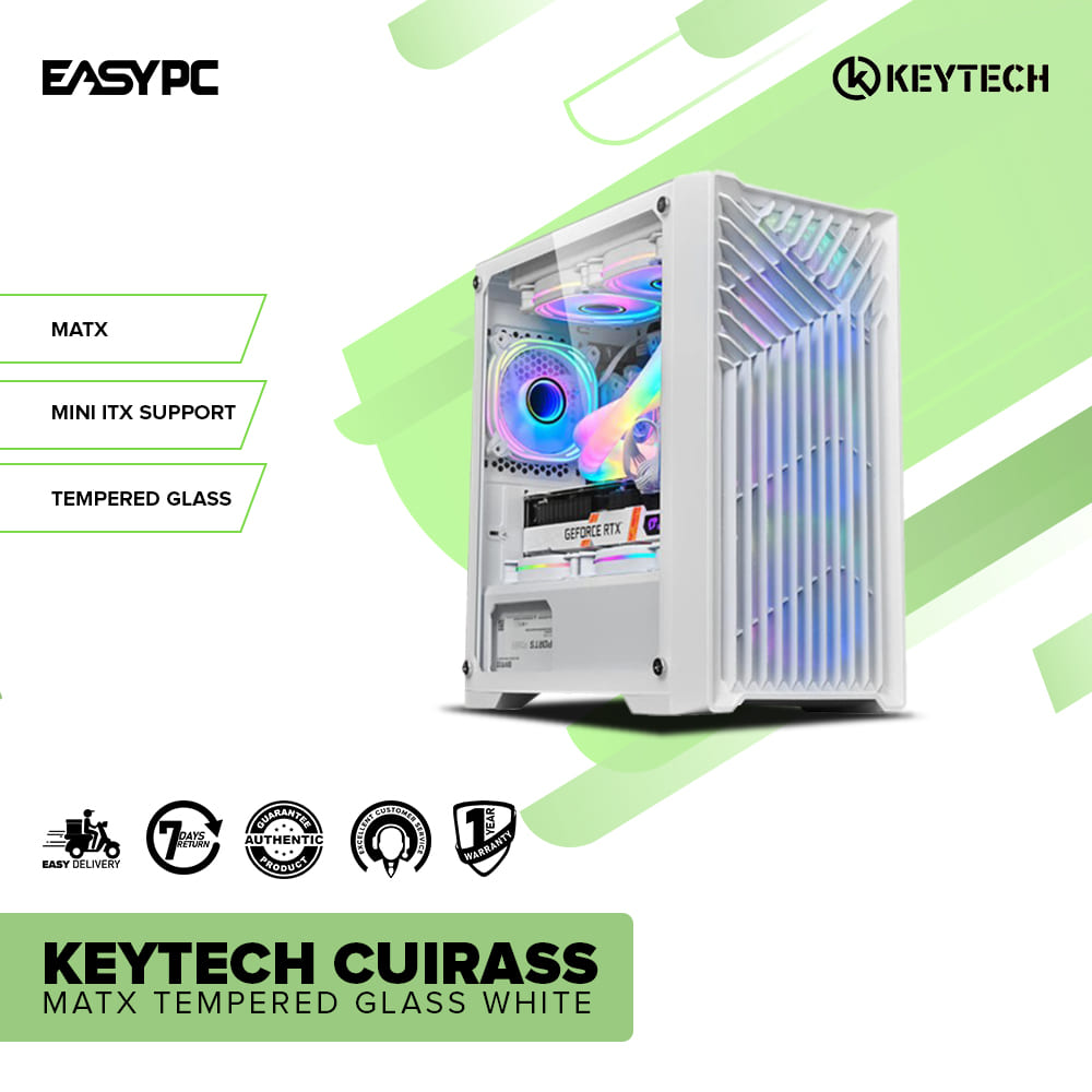 EasyPC | Keytech Cuirass MAtx Tempered Glass Black or White Desktop ...