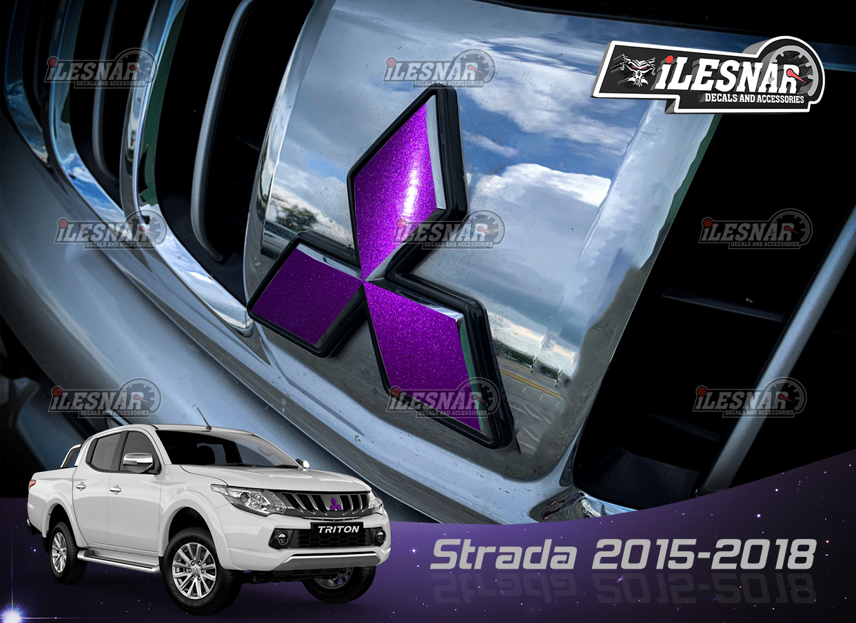 Mitsubishi Strada 2015-2018 Front and Rear Logo Purple Metallic Sticker ...