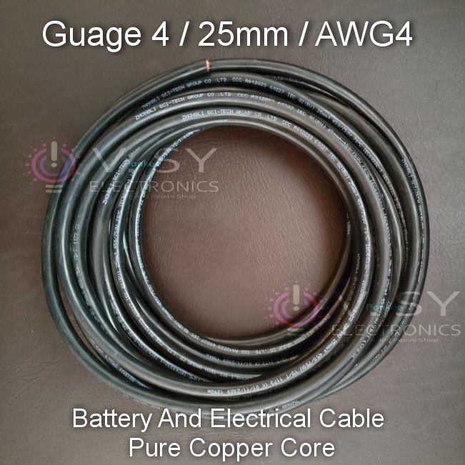 10M Cut Premium Grade AWG 4 / 25mm / Gauge 4 Battery Cable Electrical ...