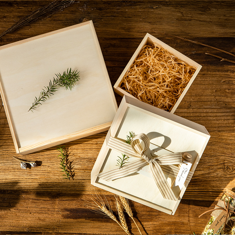Birthday box empty wooden box Mori square full moon birthday candy ...
