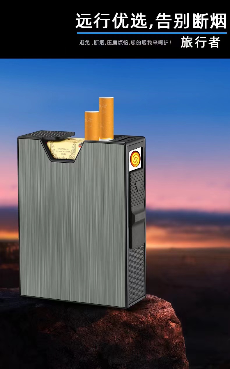New cigarette lighter cigarette box 20 metal waterproof compression ...