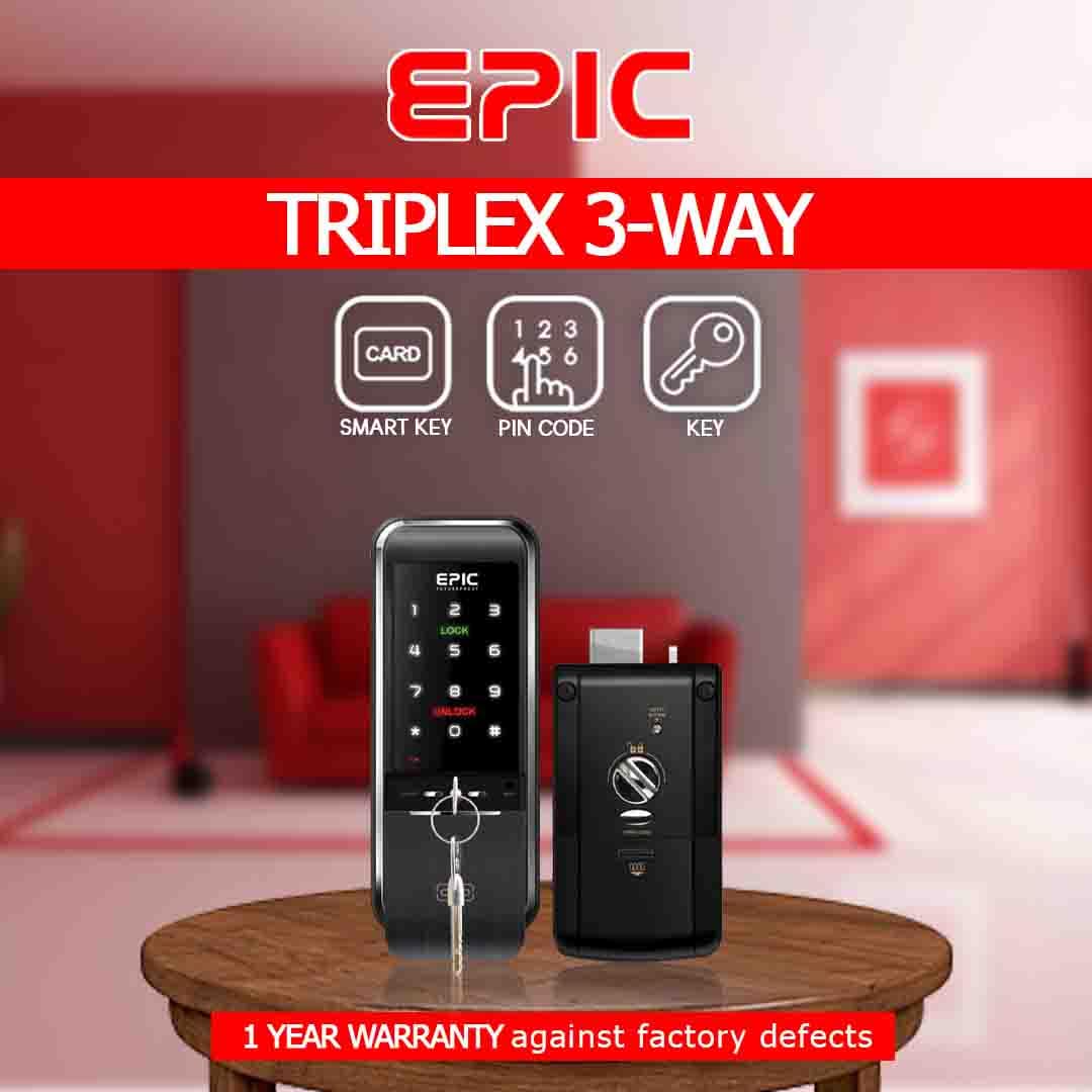 EPIC TRIPLEX 3-WAY Rim lock Digital door lock Smart door lock for homes ...