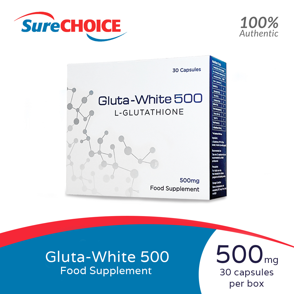 GlutaWhite 500 L-Glutathione Capsules 500mg Box of 30s | Lazada PH