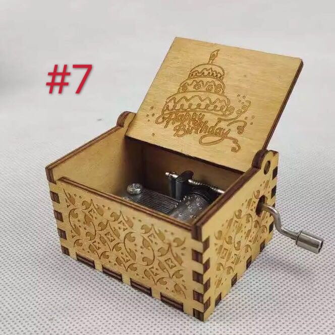 Hand-cranked wooden music boxes Christmas gifts carved wooden hand ...