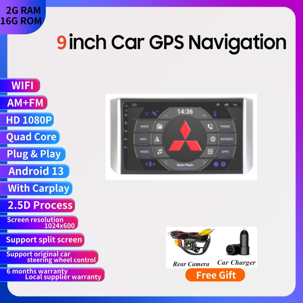 NAVITOPIA 9inch Android 13 2G RAM 16G/32G ROM Car GPS Navigation Head ...