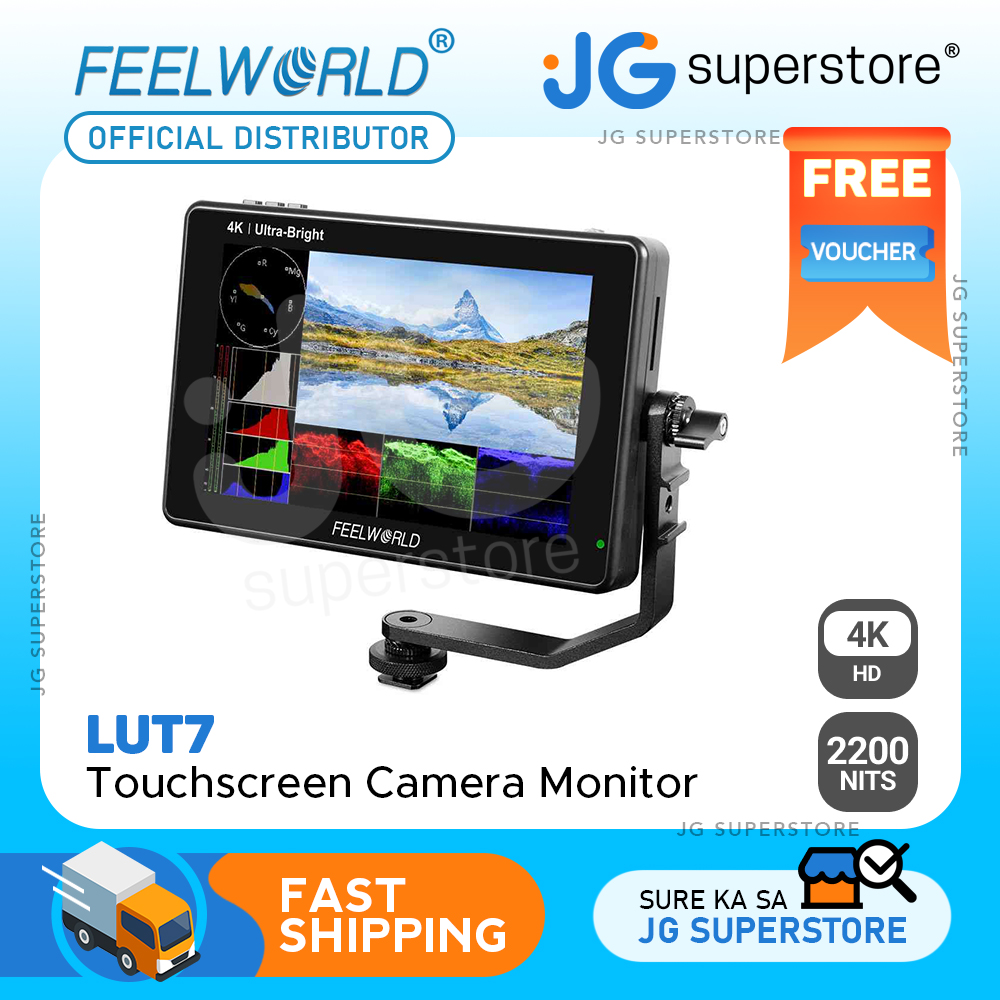 Feelworld LUT7 7" Touchscreen Camera Field Monitor 1920 x 1200 Resolution with Tilt Arm, 4K HDMI ...