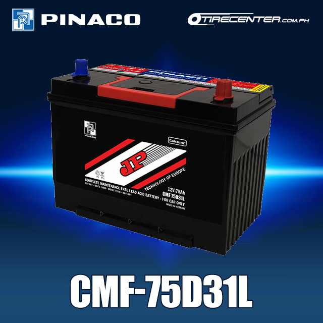 PINACO JP 75D31L / N70L / 3SMF Maintenance Free Car Battery, For Everest / Starex / Fortuner ...